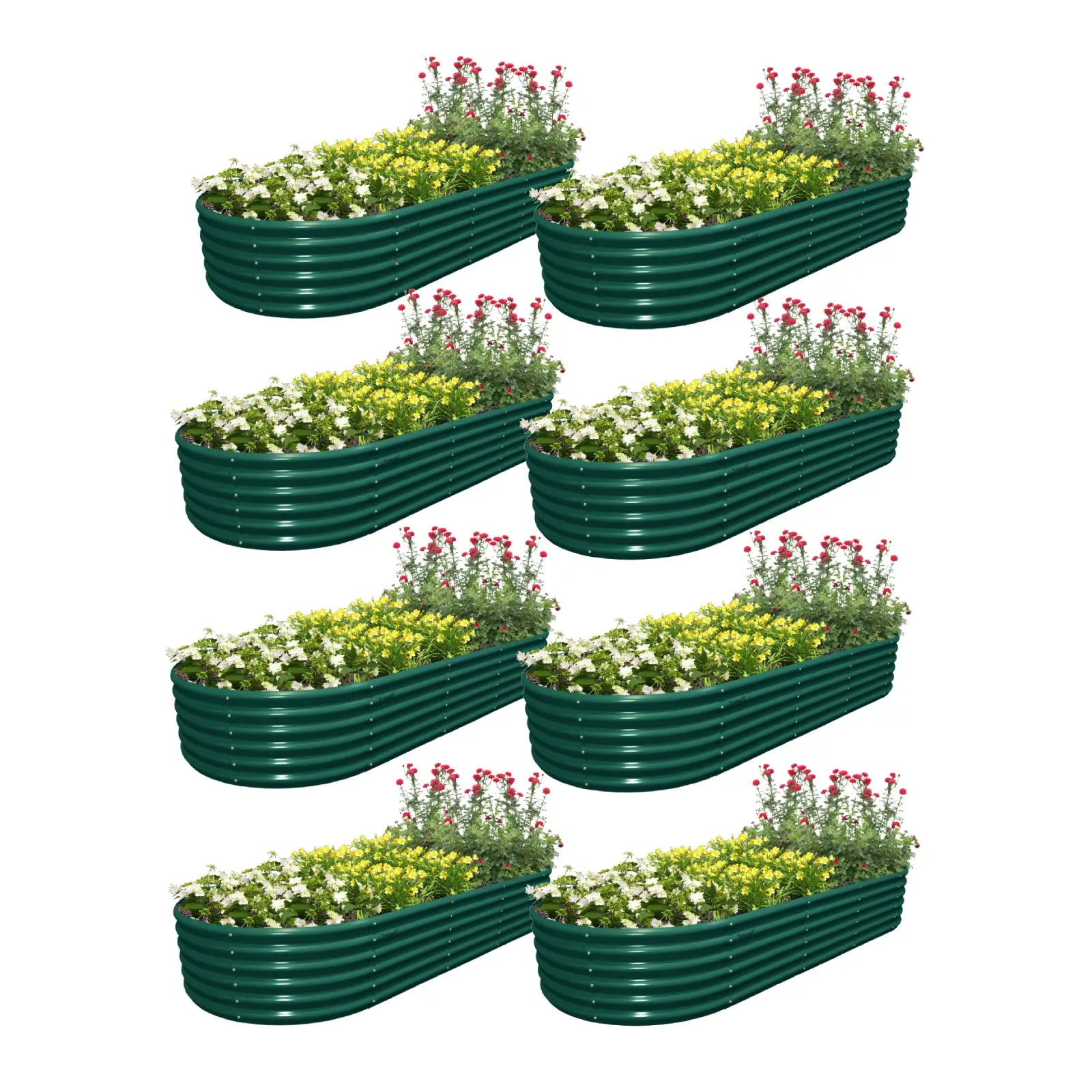 Bundle of 8 |18" Tall 8x3ft Oval Metal Raised Garden Bed | Tramull ...
