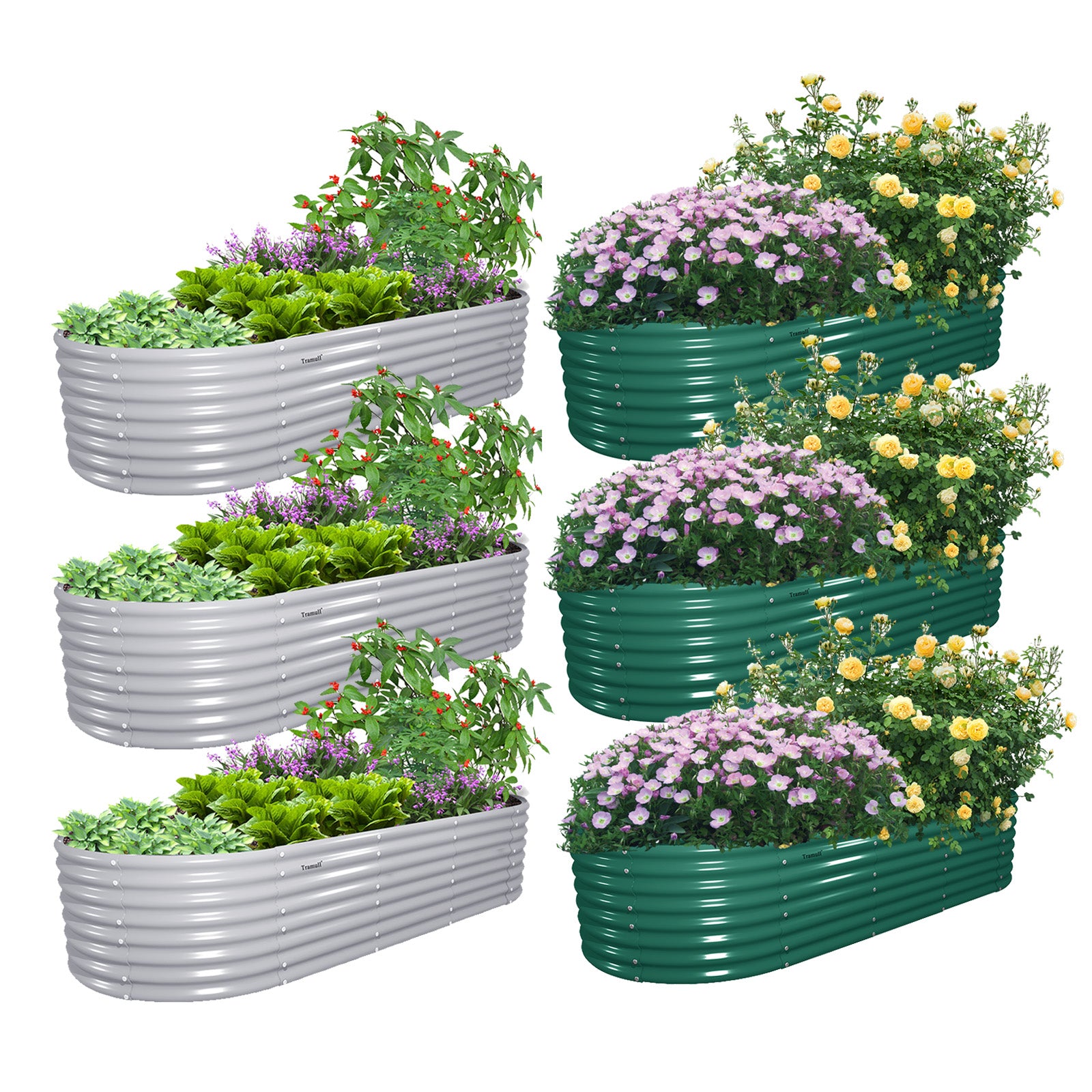 Bundle of 6 | 24" Tall 8x3ft Oval Metal Raised Garden Beds – Tramull ...