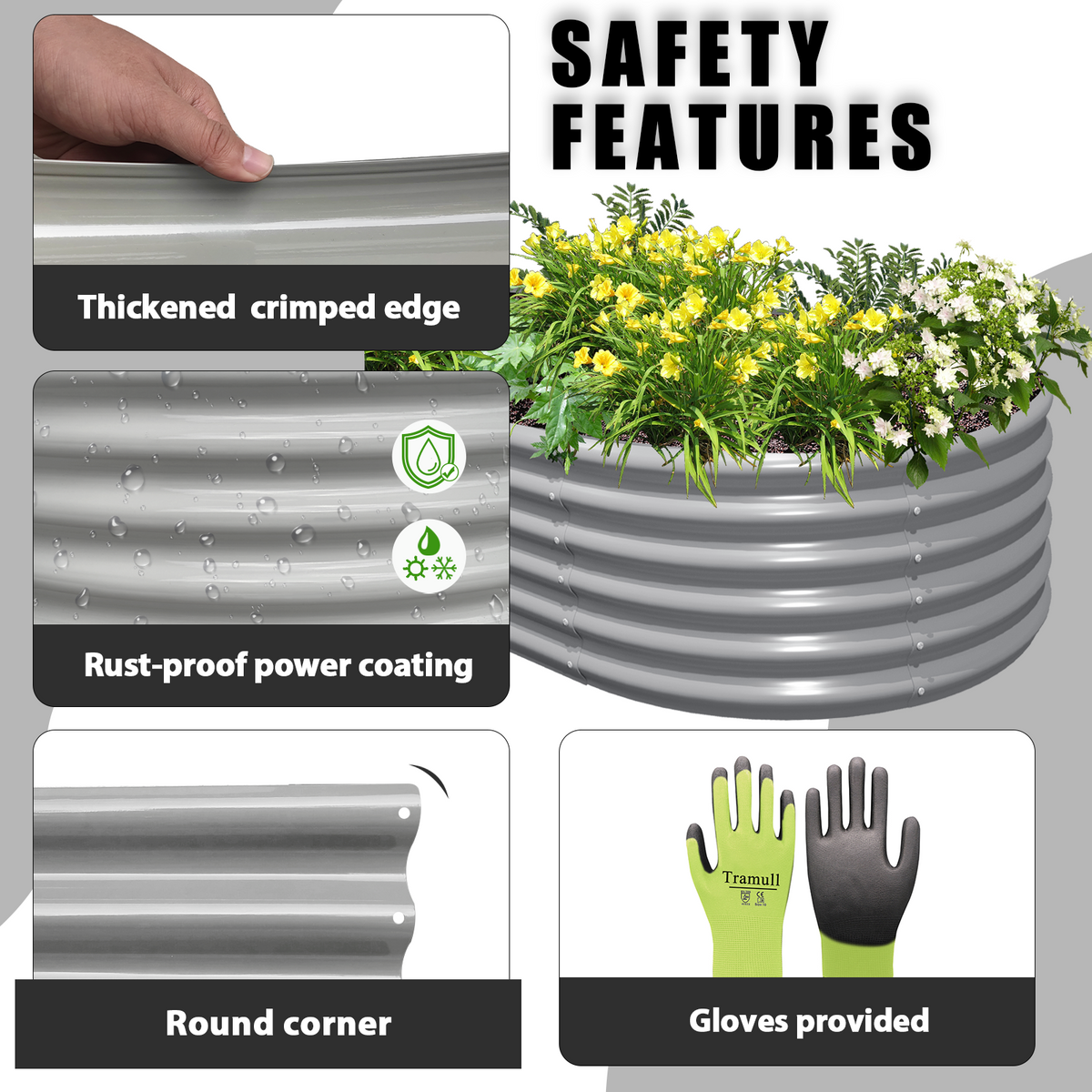 Bundle of 4 | 18" Tall 8x3ft Oval Metal Raised Garden Beds – Tramull ...