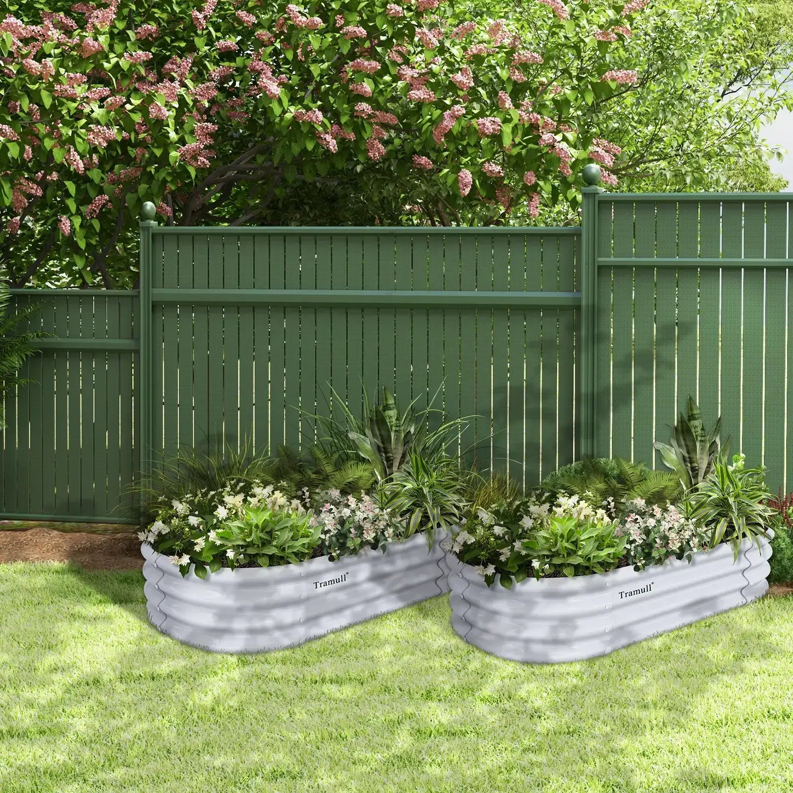 Bundle of 2 | 12" Tall 4x2ft Oval Metal Galvanized Raised Garden Beds ...