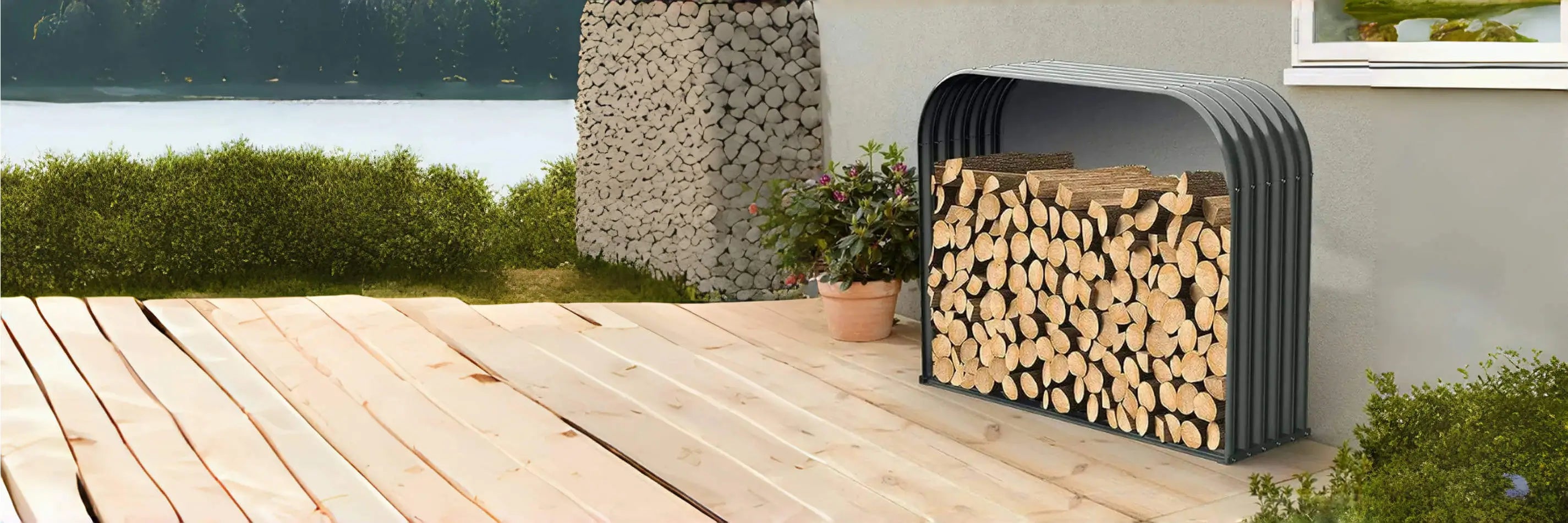 Tramull Galvanized Steel Arch Shaped Firewood Rack with Shed – Tramull ...